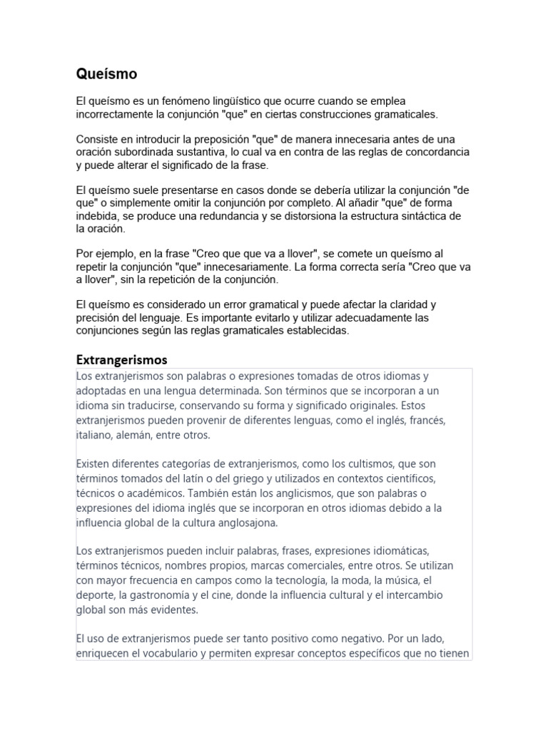 Queísmo | PDF | Oración (Lingüística) | Gramática
