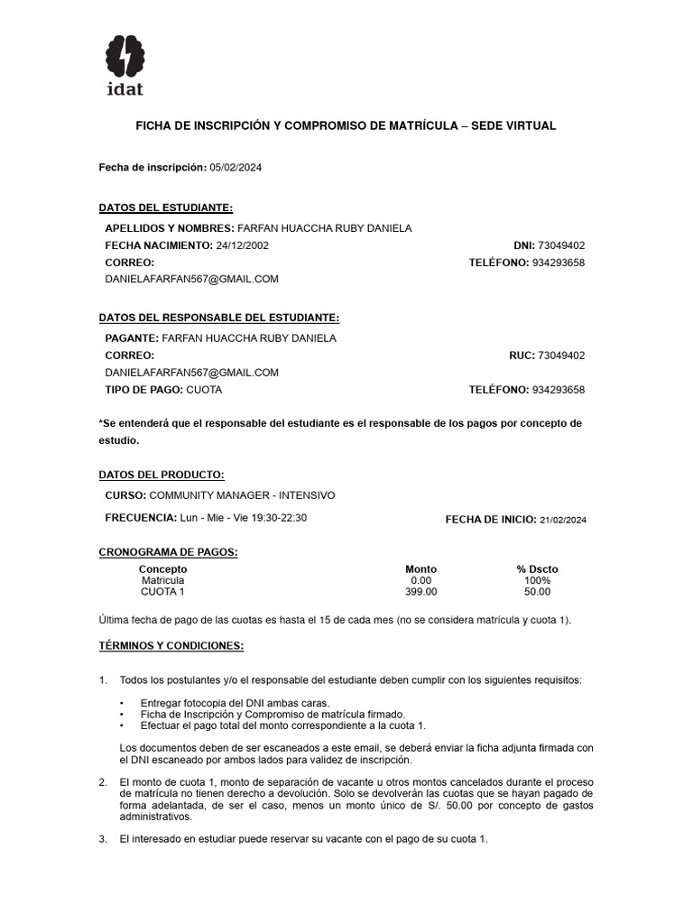 Farfan Huaccha Ruby Daniela | PDF | Documento de identidad