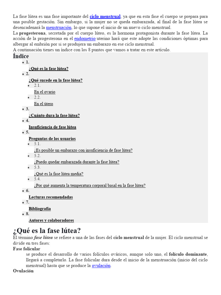 La Fase Lútea Es Una Fase Importante Del | PDF | Ciclo menstrual | El ...