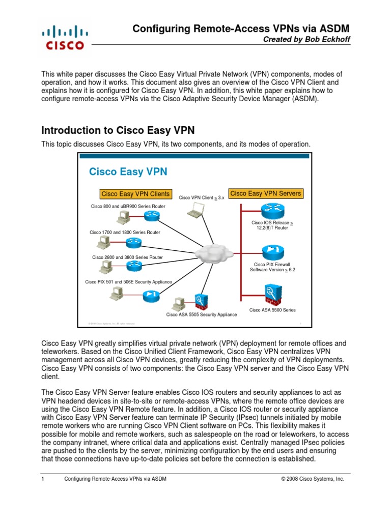 Configuring Remote Access VPN Via ASDM - Posted - 1!15!09 | PDF ...
