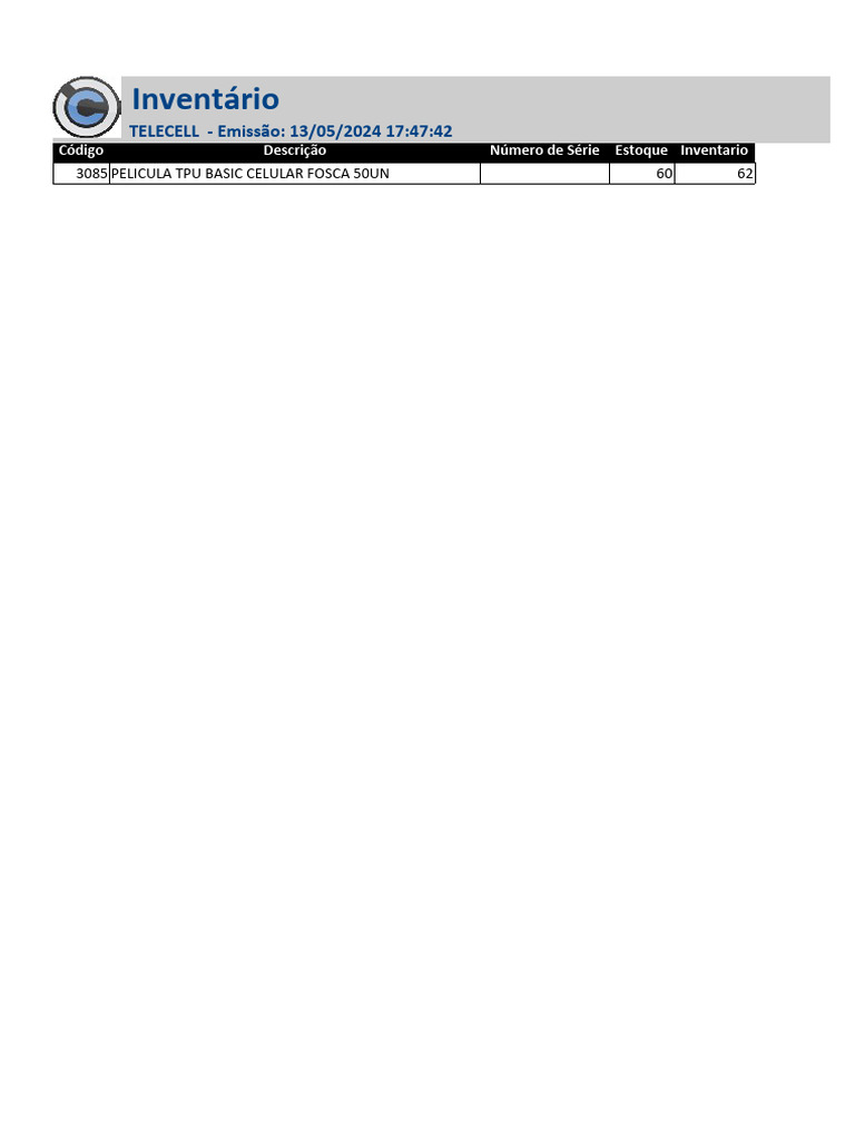 Inventory of SC BOPP 6NP CO Items | PDF