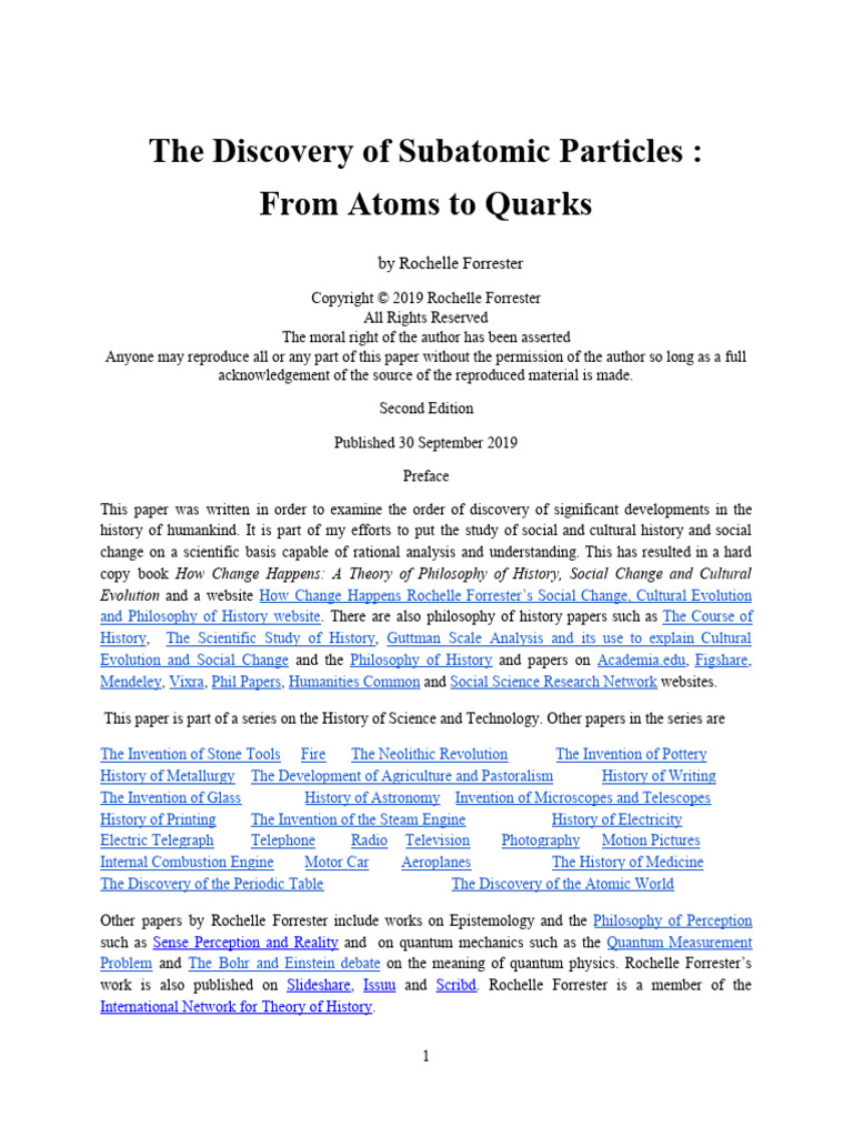 The Discovery of The Subatomic Particles From Atoms To Quarks PDF | PDF ...