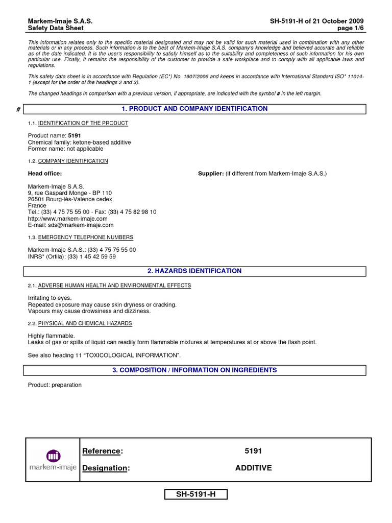 Metil Etil Cetona (5191 Additive-Base) (99%) | PDF | Dangerous Goods | Superfund