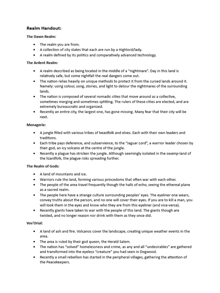 Realm Descriptions (Brief) | PDF