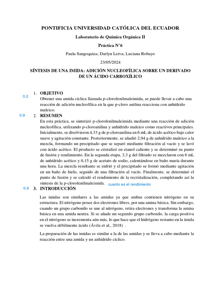 Lab 6. Síntesis de Una Imida | PDF | Amida | Ácido