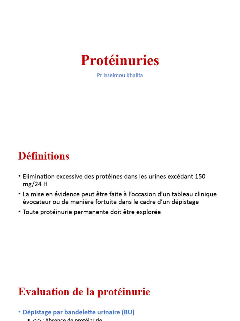Comprendre la Protéinurie : Types et Évaluation | PDF | Urologie ...