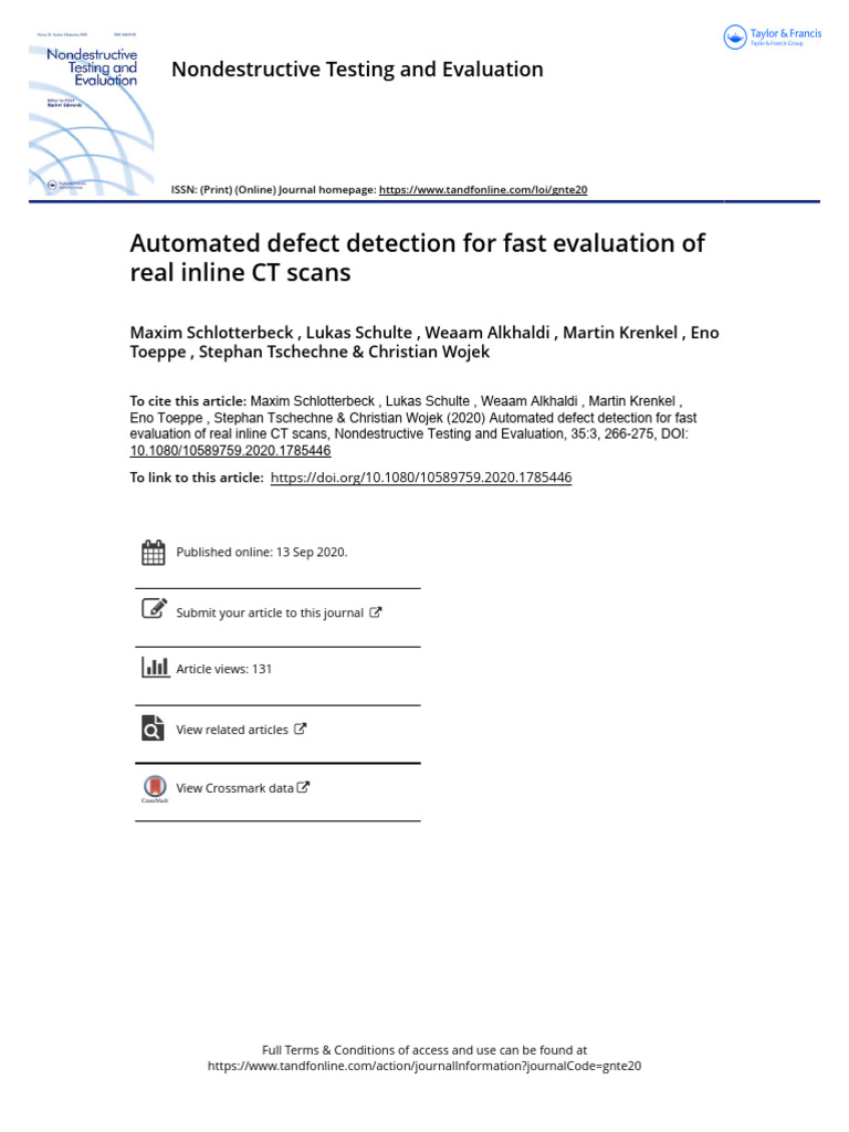 Automated Defect Detection For Fast Evaluation of Real Inline CT Scans ...