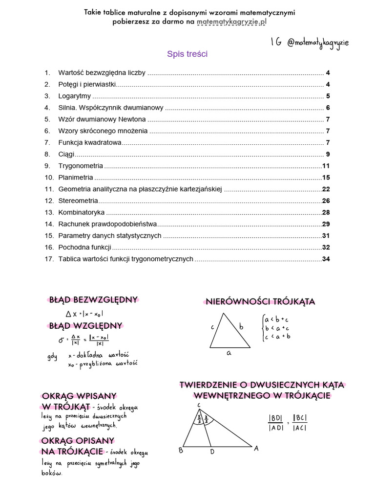 Tablice Do Nowej Matury Dopisane Wzory | PDF