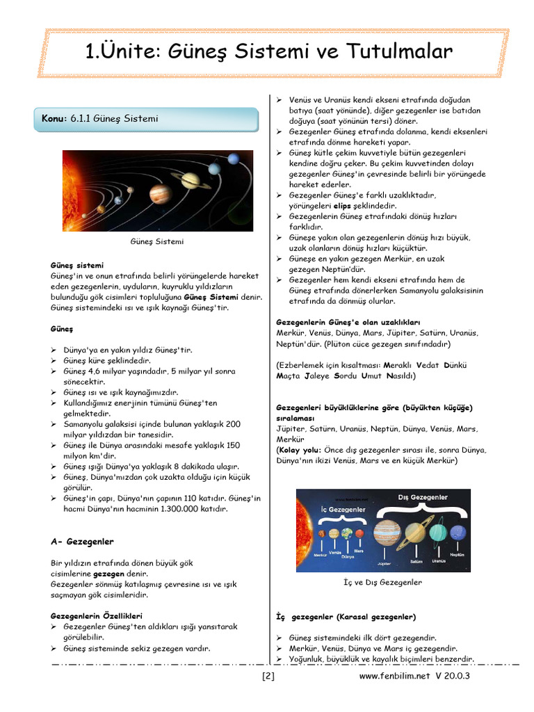 6.sinif Fen Bilimleri 1. Unite Konu Anlatimi | PDF