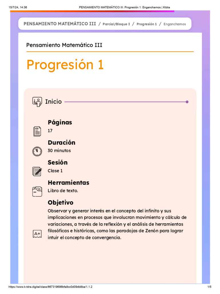 PENSAMIENTO MATEMÁTICO III_ Progresión 1_ Enganchamos _ Ktdra | Descargar gratis PDF ...