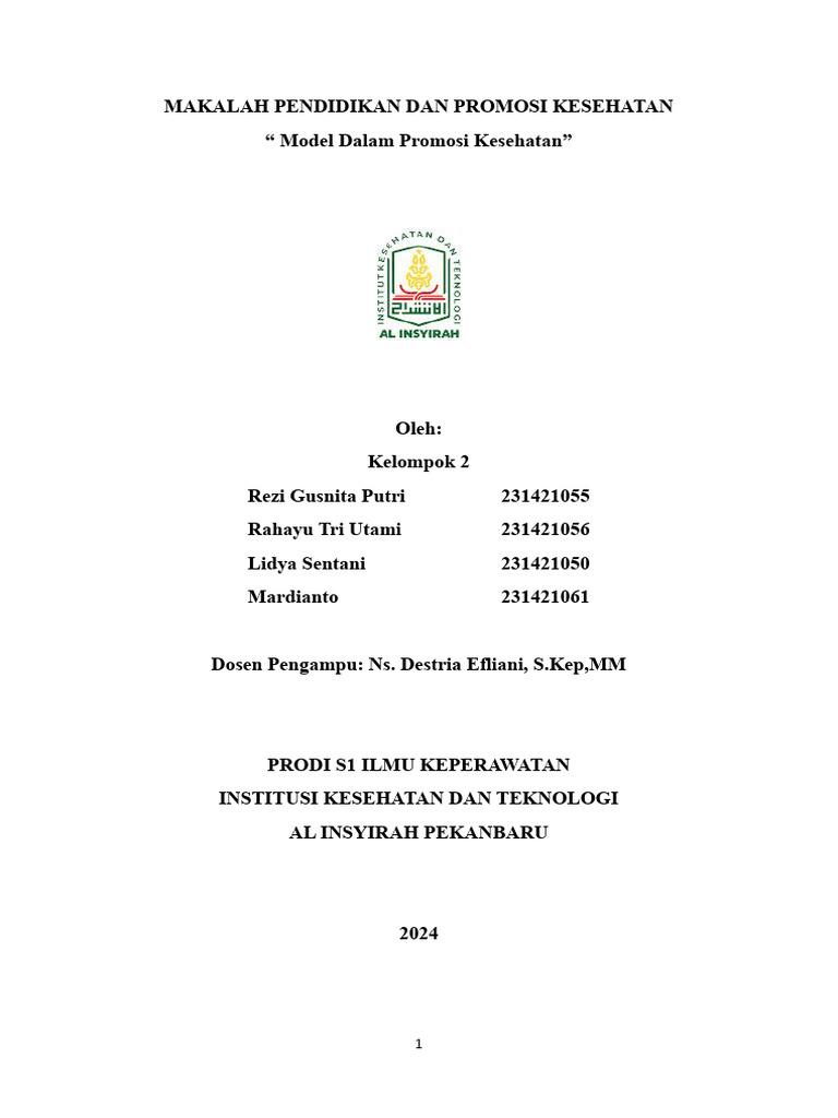 Makalah Promkes - Kelompok 2 | PDF | Karier & Perkembangan | Pengembangan Diri
