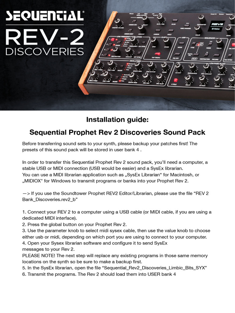 Read Me Sequential Prophet REV 2 Sound Pack | PDF | License | Computing