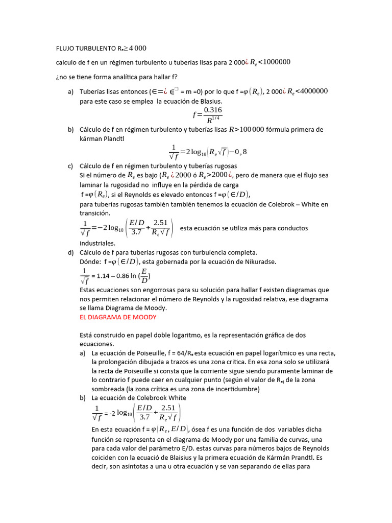 FLUJO TURBULENTO Re | PDF | Dinámica de fluidos | Líquidos