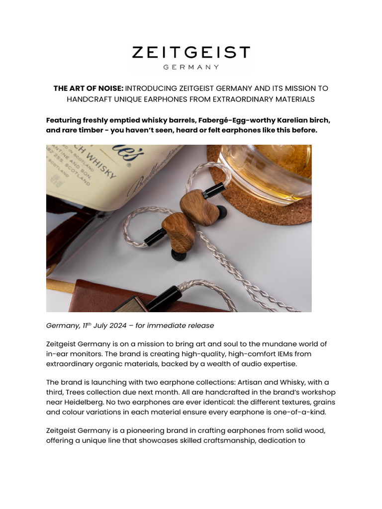The Art of Noise - Zeitgeist Germany Launches With Extraordinary In-Ear Monitors | PDF ...