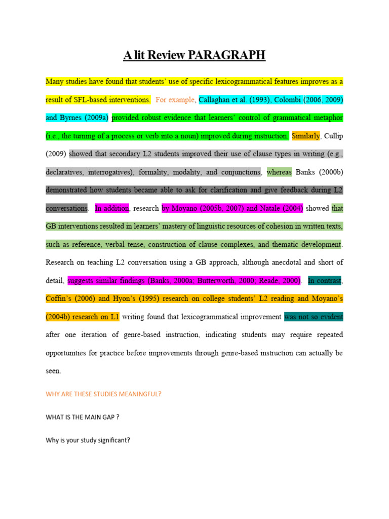 Example of A Lit Review Paragraph | PDF
