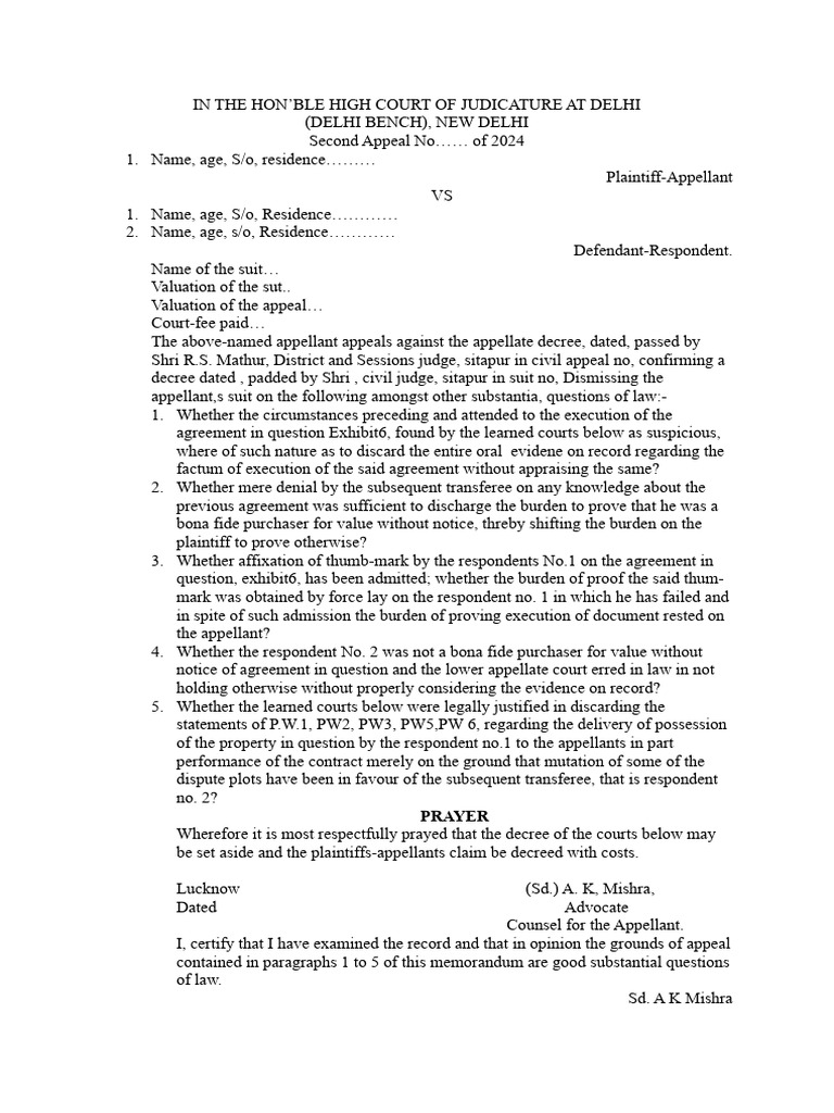 Second Appeal | PDF | Lawsuit | Appeal