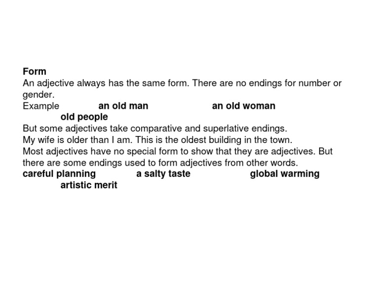 The Form of Adjectives | PDF