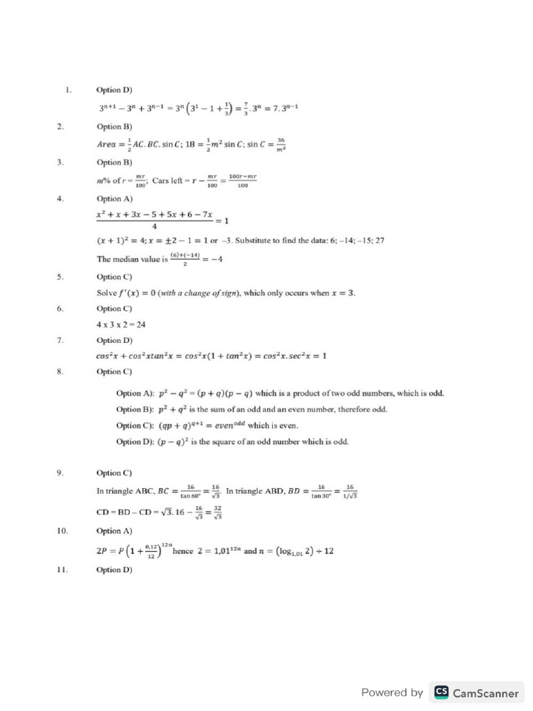 Mat Test 2 Answers | PDF
