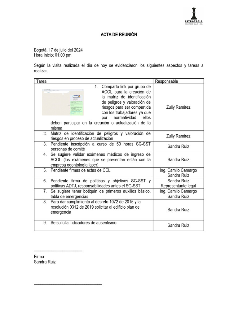 Acta 17 de julio 2024 ACOL | PDF