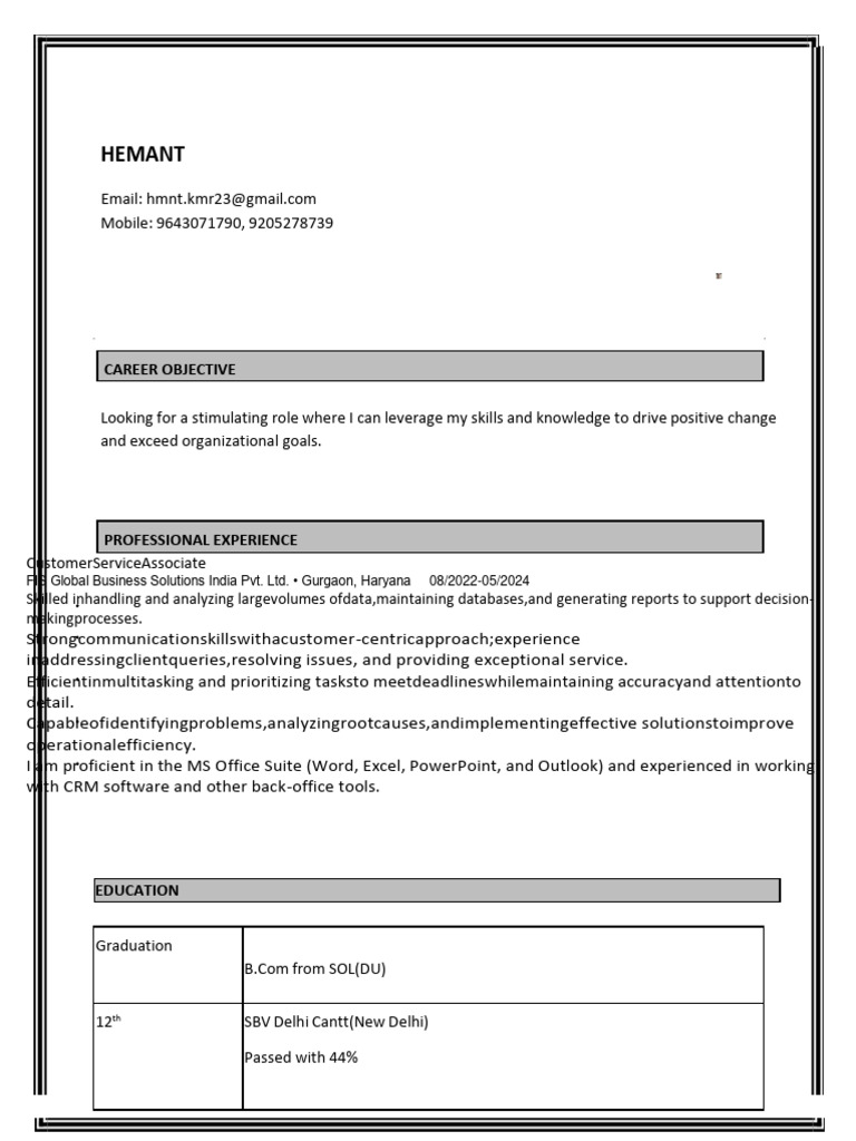 Hemant Resume | PDF | Computing | Software