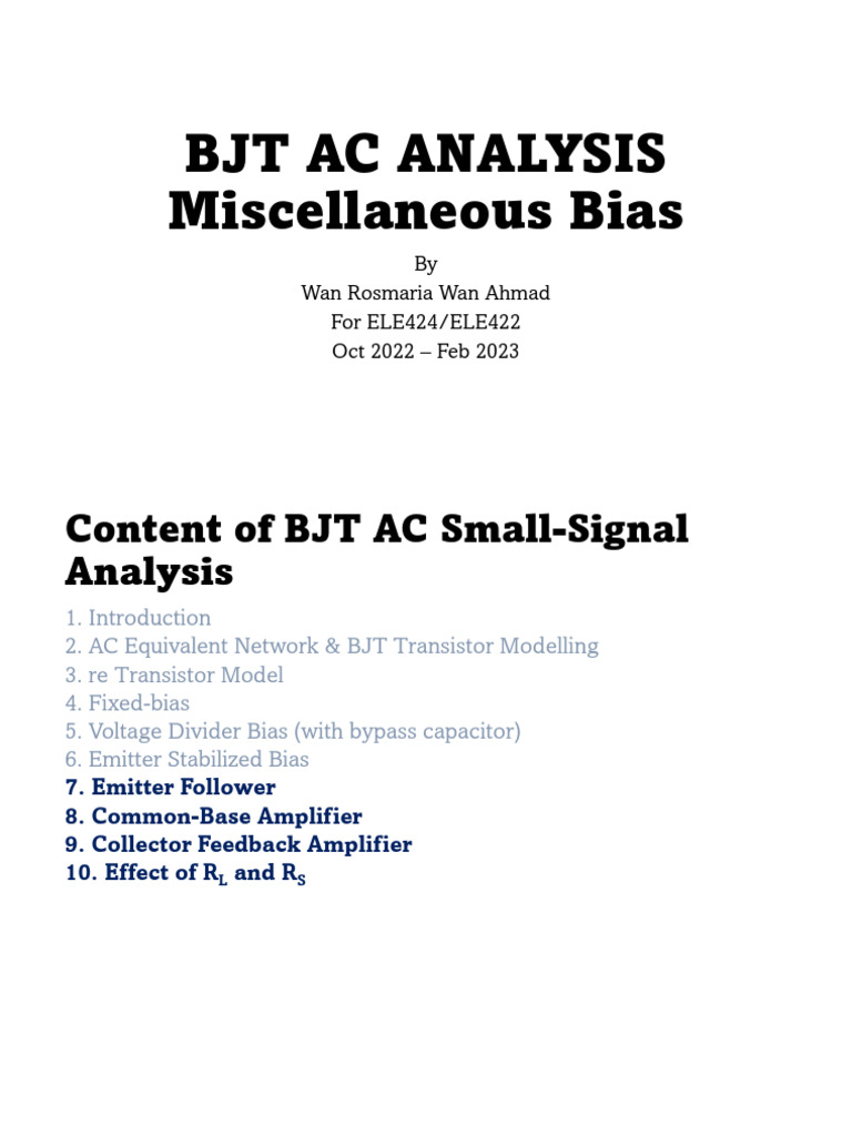 CHAP 3 - Part 3 - BJT AC ANALYSIS - MISC BIAS | PDF | Bipolar Junction ...
