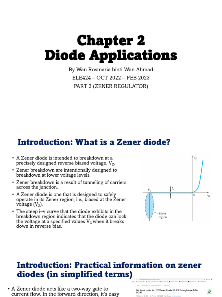 Chapter 2 Diode Applications - Part 3 - Zener Regulator | PDF | Diode | P–N Junction