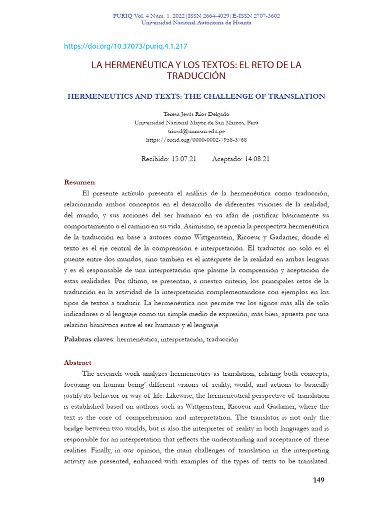 La Hermeneutica y Los Textos | PDF | Traducciones | Hermenéutica
