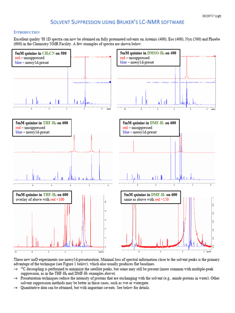 Bruker LC-NMR Solvent Suppression | PDF | Spectral Density | Parts Per ...