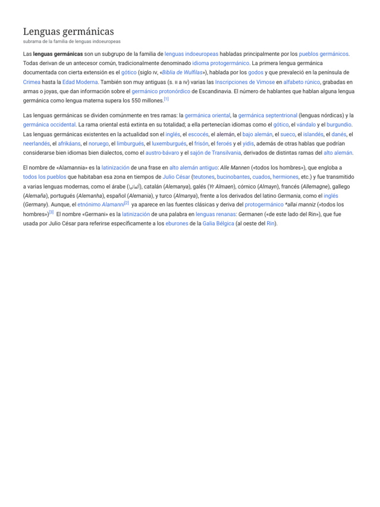 Lenguas Germánicas - Wikipedia, La Enciclopedia Libre | PDF | Idiomas ...