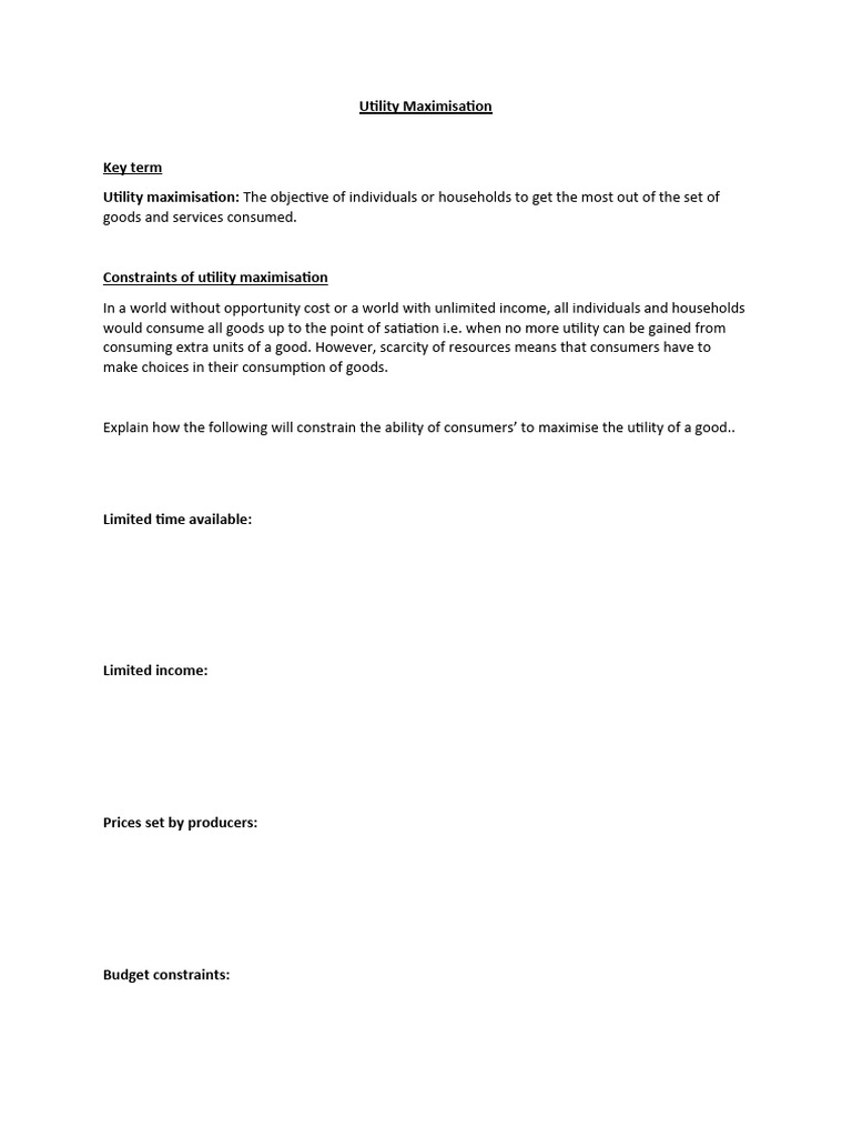 Utility Maximisation Pdf Finance Money Management