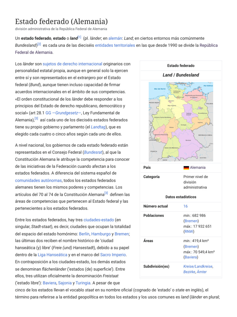 Estados Federados de Alemania: Estructura y Datos | PDF | Gobierno ...