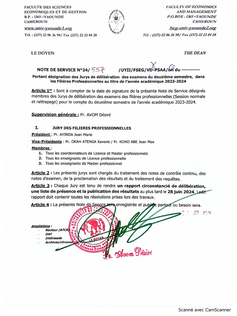 Jury de Délibération Examen Professionnel 2nd Semestre | PDF