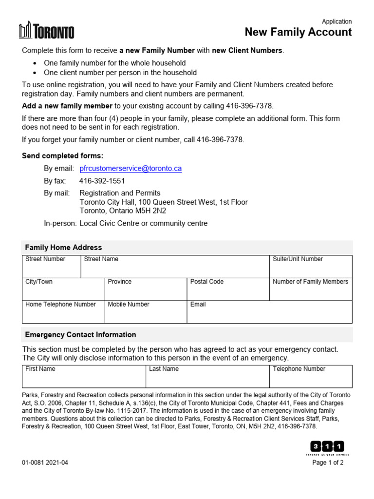 960a-PFR RecReg Family Account Form | PDF | Service Industries