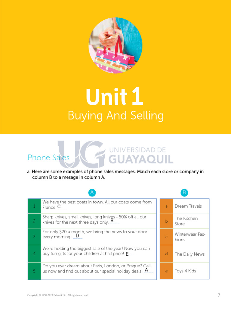 Unit 1 Buying and Selling | PDF