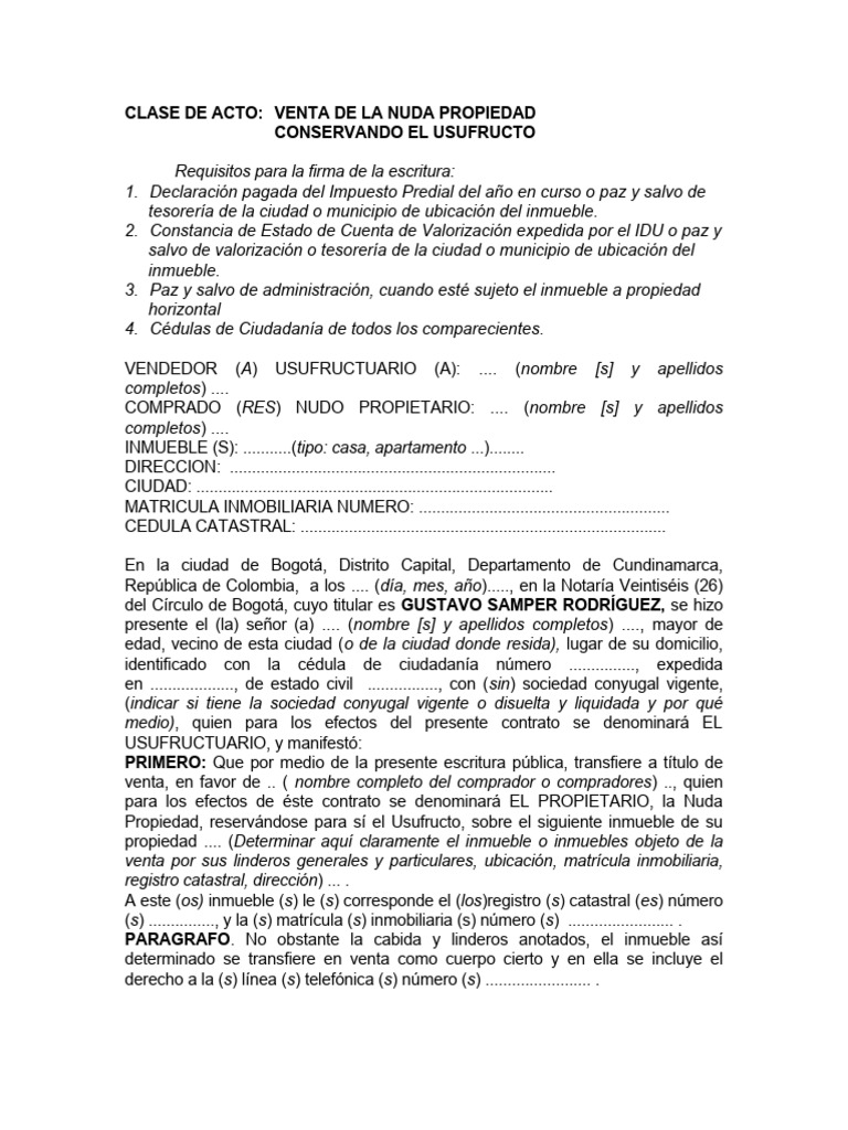Venta de La Nuda Propiedad Conservando El Usufracto. | PDF | Condominio | Propiedad
