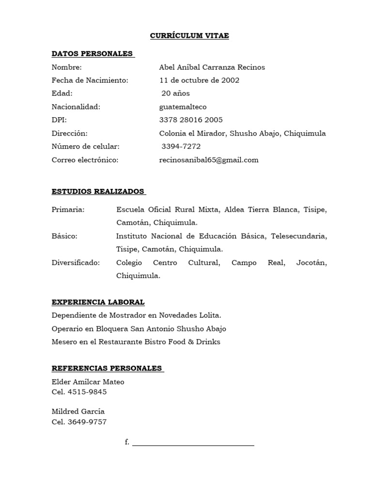 CV - Abel Aníbal Carranza | PDF