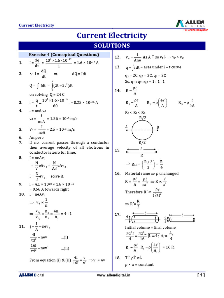 CURRENT ELECTRICITY | PDF | Electricity | Applied And Interdisciplinary Physics