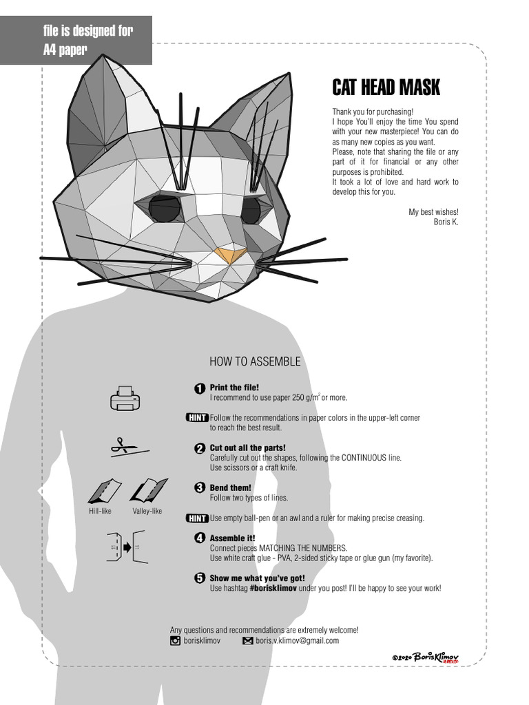 Comparto 'cat-head-mask-A4-BorisKlimov' con usted | PDF