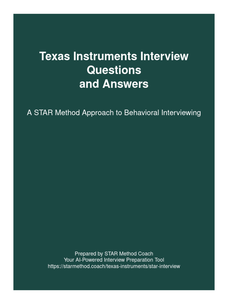 Texas Instruments Interview Questions Answers Star Method Guideq | PDF | Artificial Intelligence ...