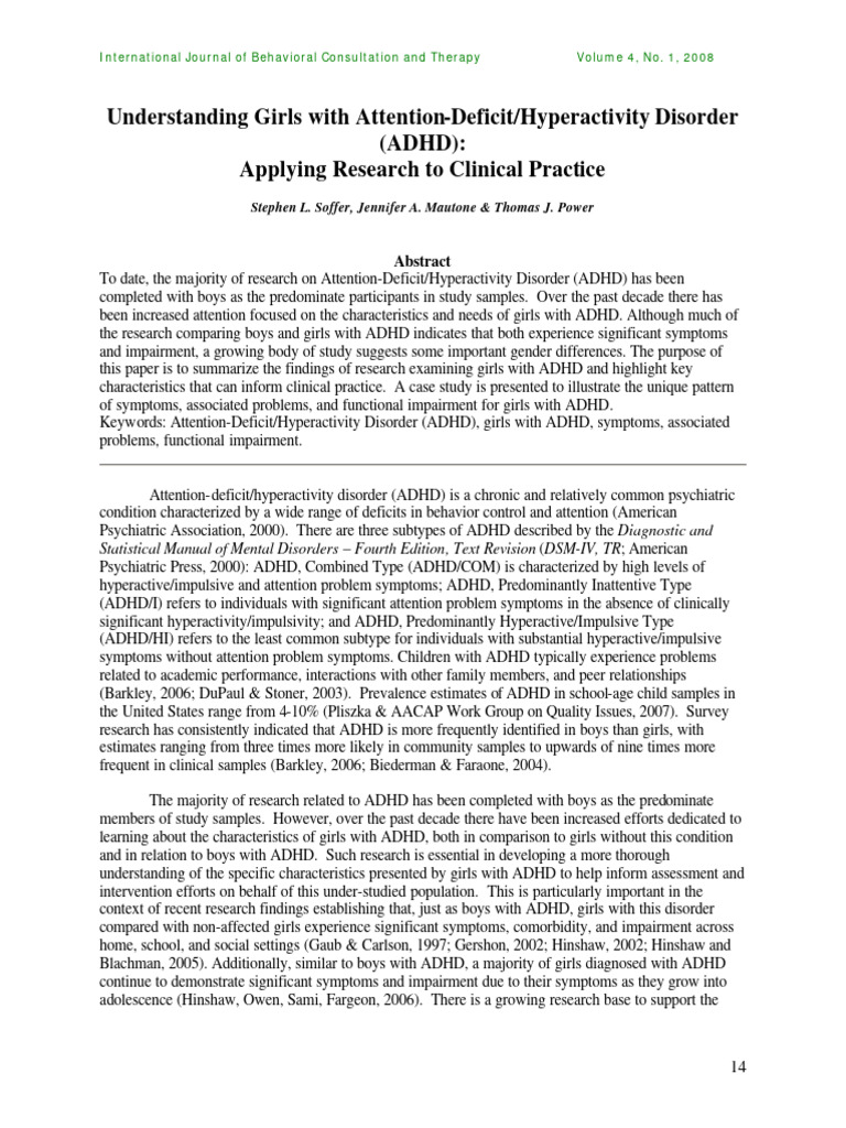 Understanding Girls With ADHD Paper | PDF | Attention Deficit ...
