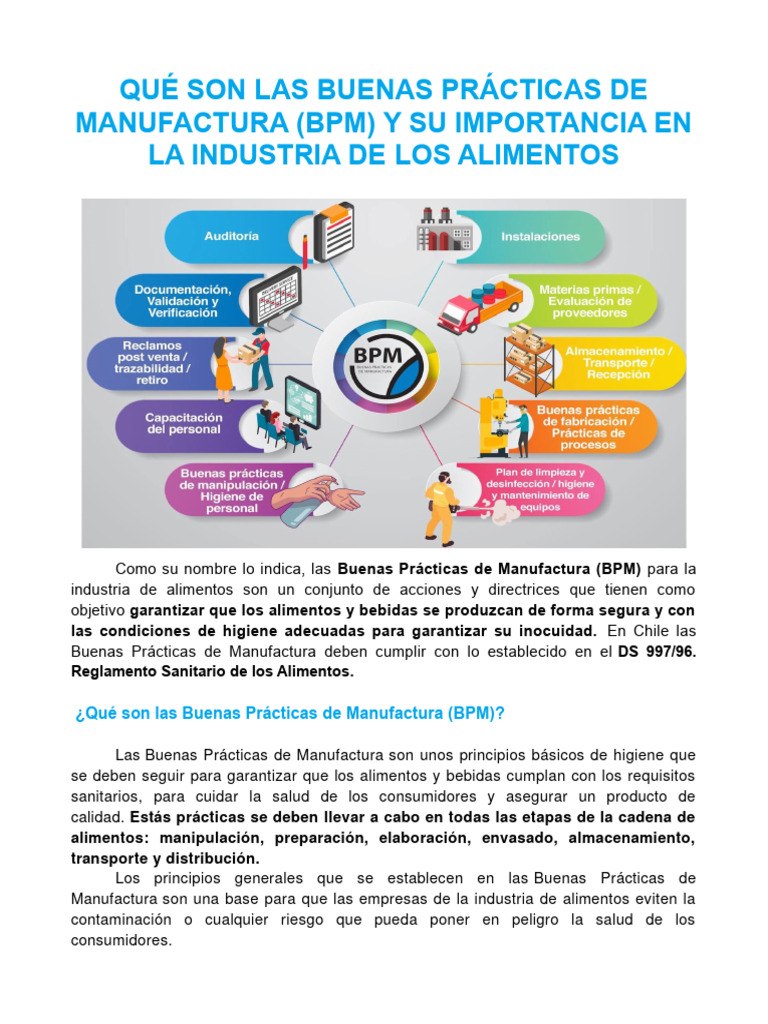 1. QUÉ SON LAS BUENAS PRÁCTICAS DE MANUFACTURA (BPM) Y SU IMPORTANCIA ... 1. QUÉ SON LAS BUENAS PRÁCTICAS DE MANUFACTURA (BPM) Y SU IMPORTANCIA ...