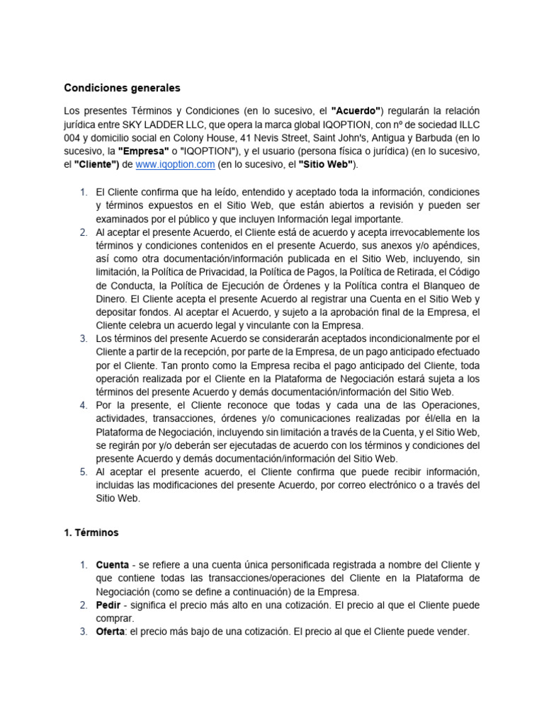 Condiciones Generales | PDF | Business | Opción (Finanzas)