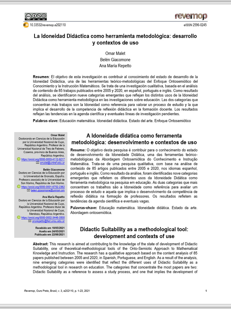 2021-La Idoneidad Didáctica Como Herramienta Metodológica - Desarrollo ...