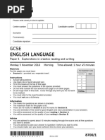 Aqa GCSE Lang P1Q5 Student Friendly Mark Scheme | PDF | English ...