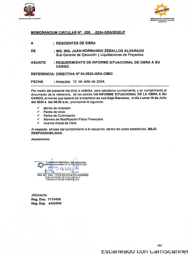 Memorándum Circular NRO 035-2024-A R.O | PDF