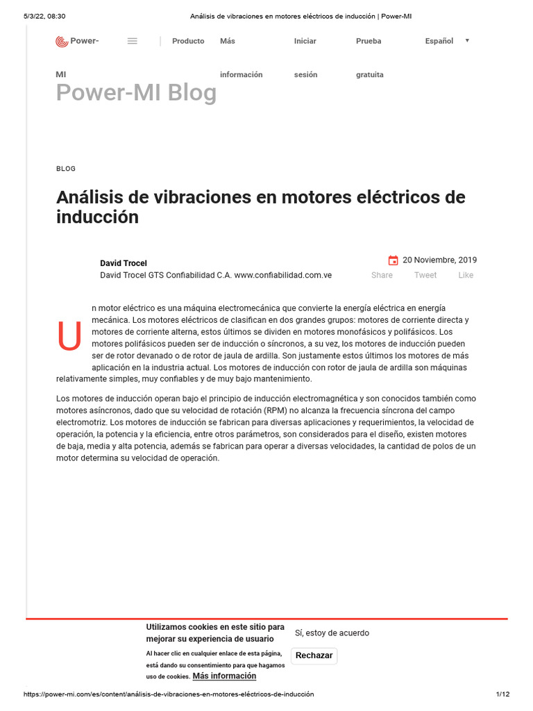 Análisis de Vibraciones en Motores Eléctricos de Inducción - Power-MI | PDF | Rodamiento ...