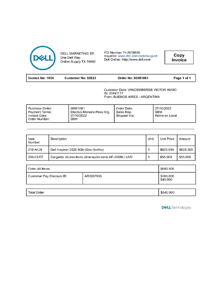 Dell Supply Invoice | PDF