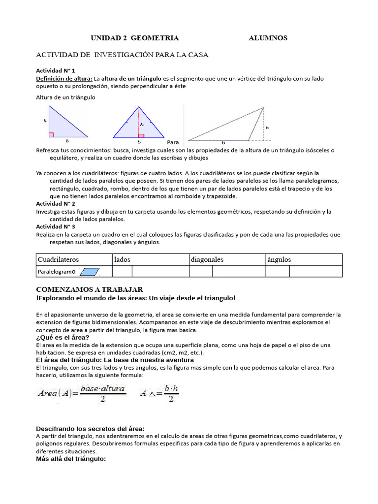 Geometría: Altura y Área de Figuras | PDF | Geometría Elemental ...