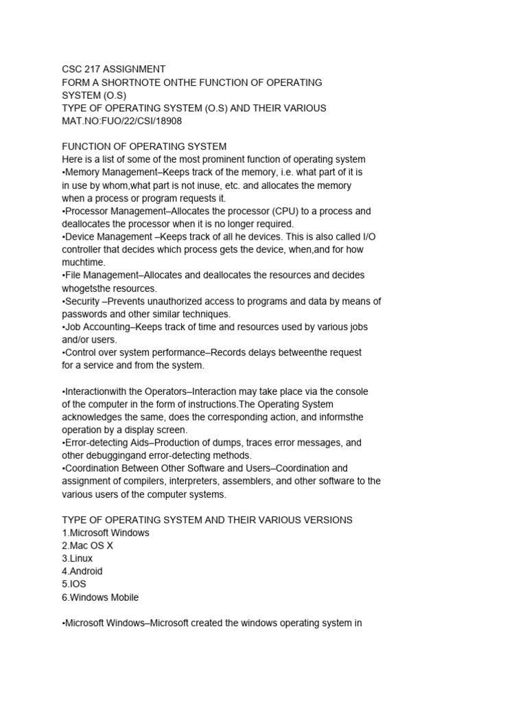 CSC 217 Assignment Edited | PDF | Linux | Operating System