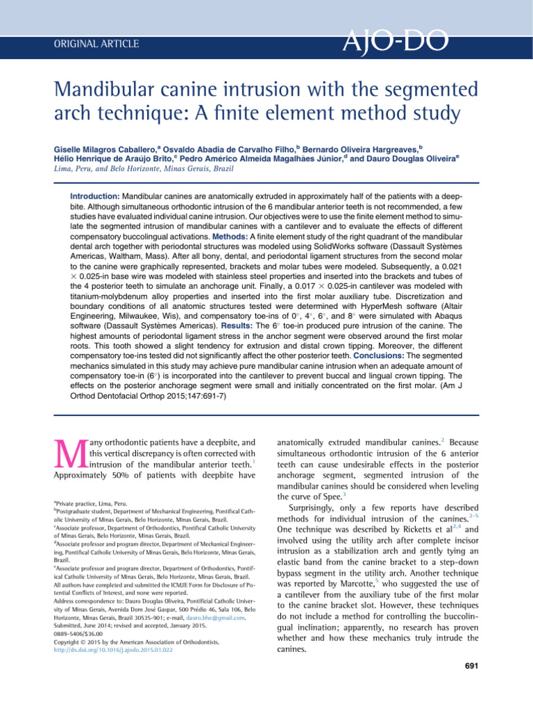 INTRUSION DE CANINO MANDIBULAR-ARCO SEMENTADO | PDF | Orthodontics | Mouth